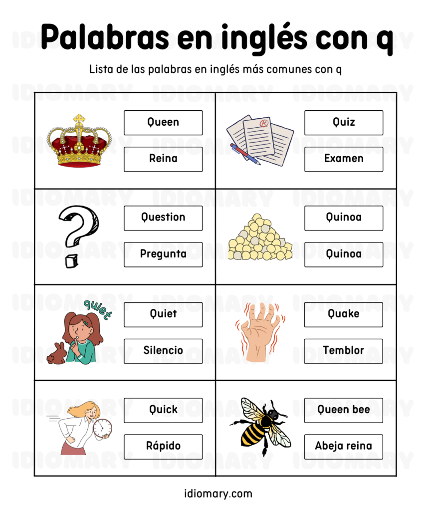 Palabras en inglés con la letra q | IdiomAry