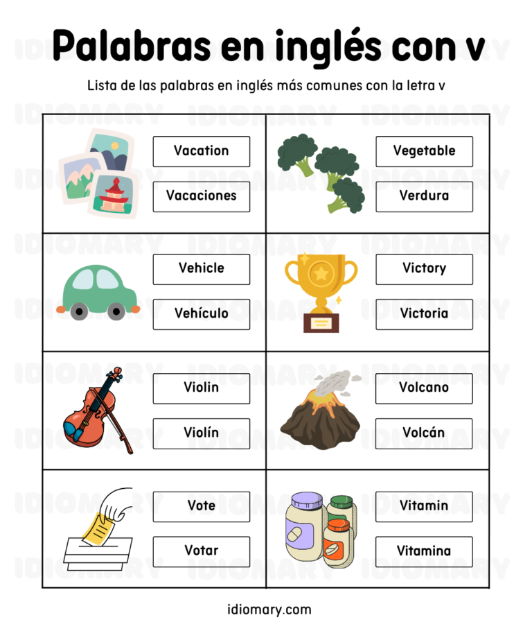 Palabras en inglés con v | IdiomAry