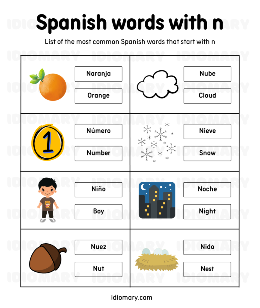 Spanish words that start with n | IdiomAry